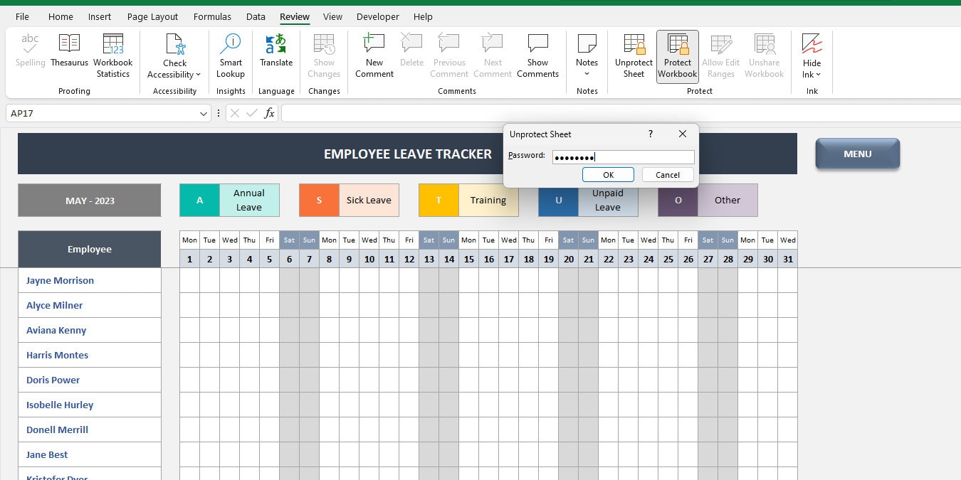 Employee Leave Tracker Excel Template Leave Management Excel Time off ...