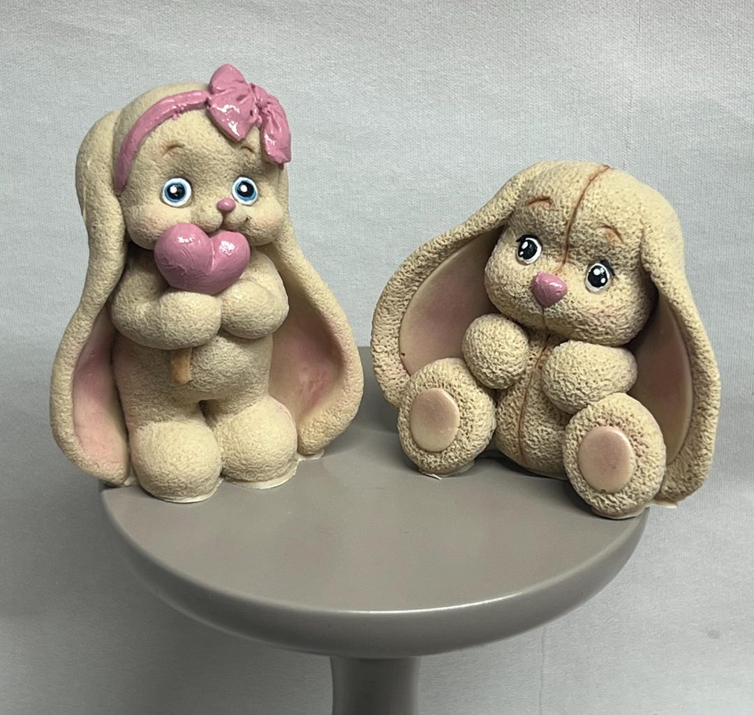 Handmade 3D Chocolate Figure SWEET BUNNYS Cake Topper Hand Painted - Etsy