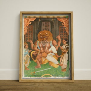 Narasimha Dev Hindu Lion God Devotional Art Print Traditional Indian ...