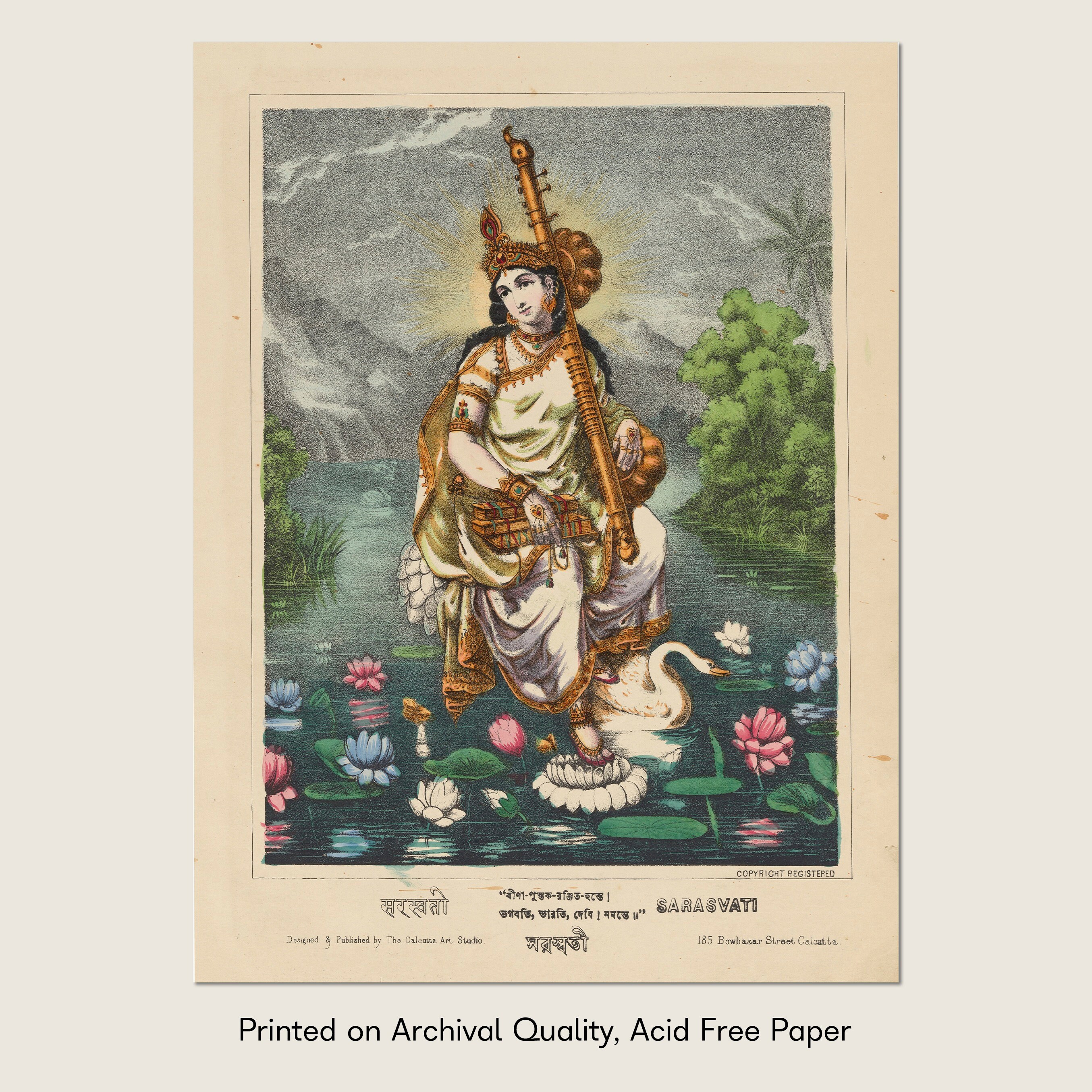 Goddess Saraswati Divine Shakti Feminine Devotional Art Print Indian ...