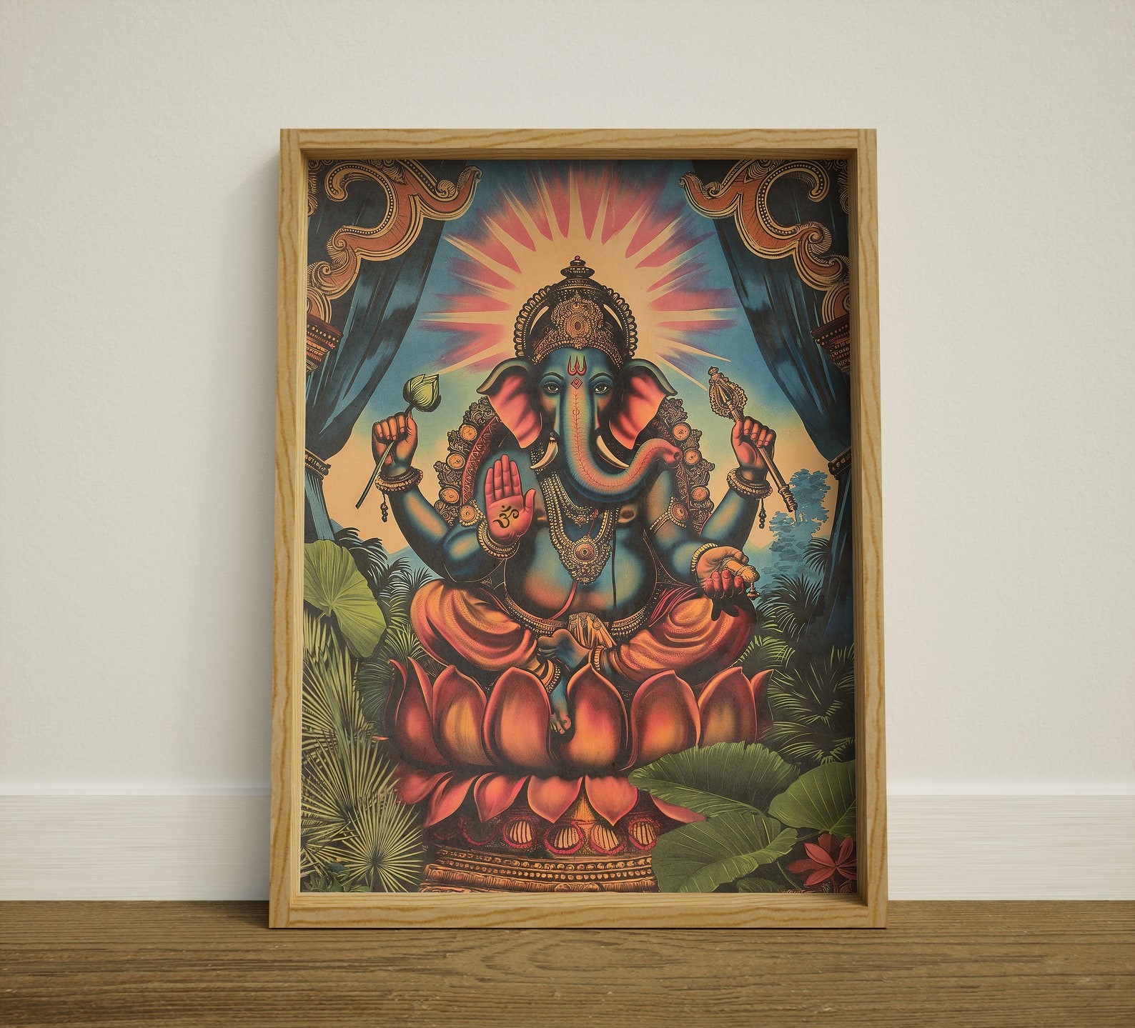 Ganesha Hindu God Devotional Art Print Traditional Indian Deity Altar ...