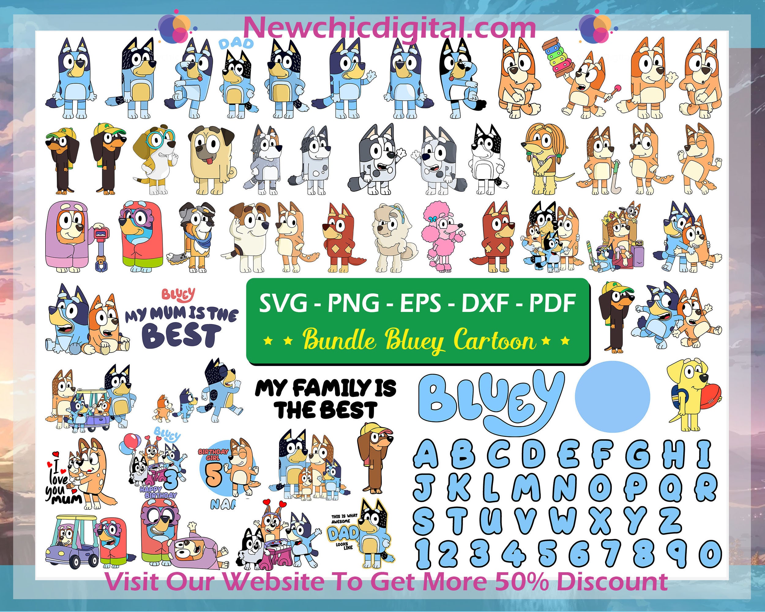 MEGA Bluey Svg Bundle Bluey Family Bluey Character SVG PNG - Etsy.de
