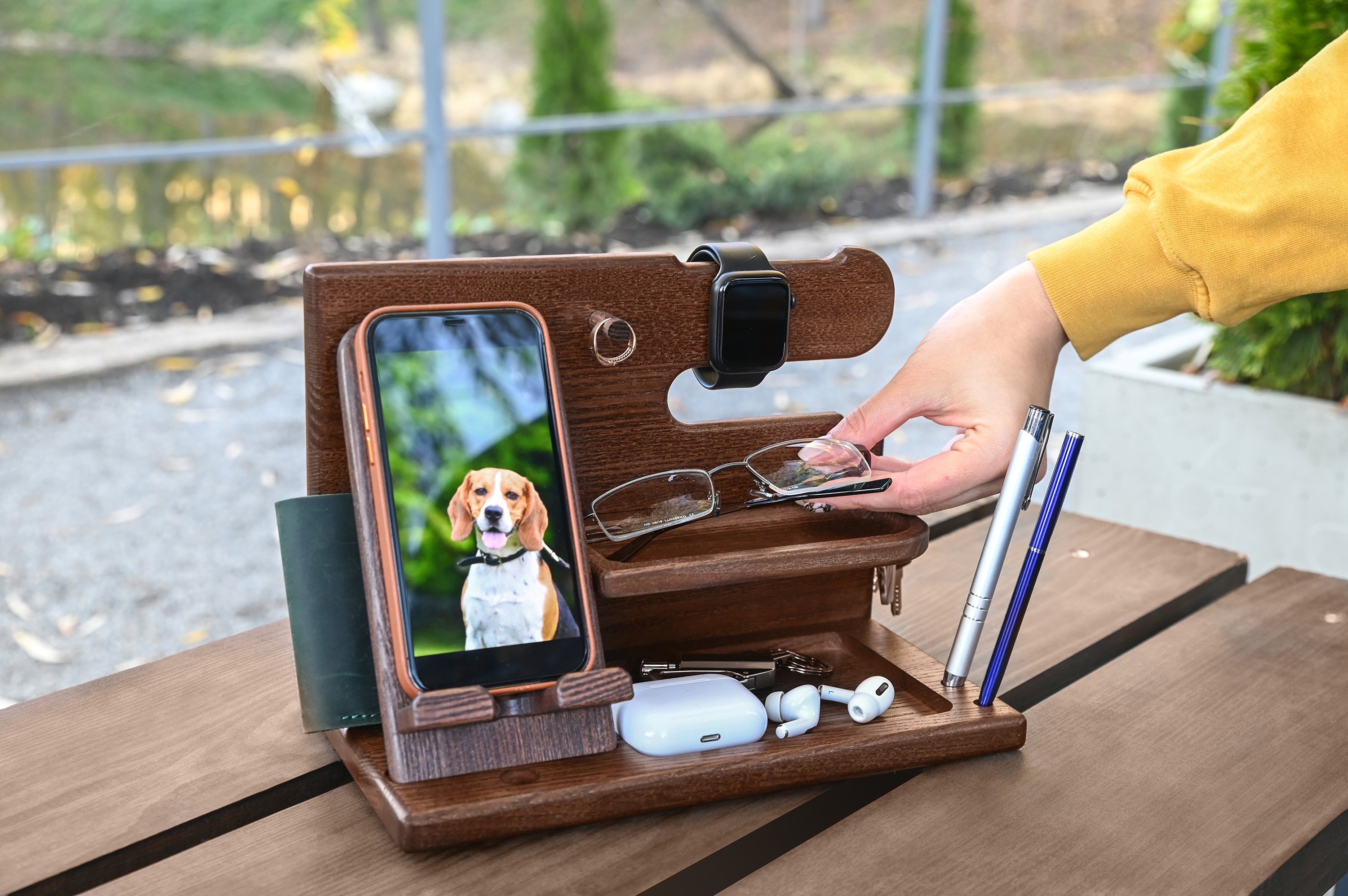 Wooden Desk Organizer Phone Docking Station Accessories Gifts for Him ...