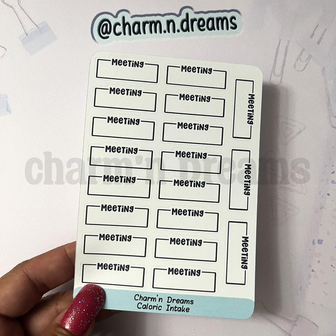Meeting Planner Stickers- Work Black and White Planner Stickers - Charm ...