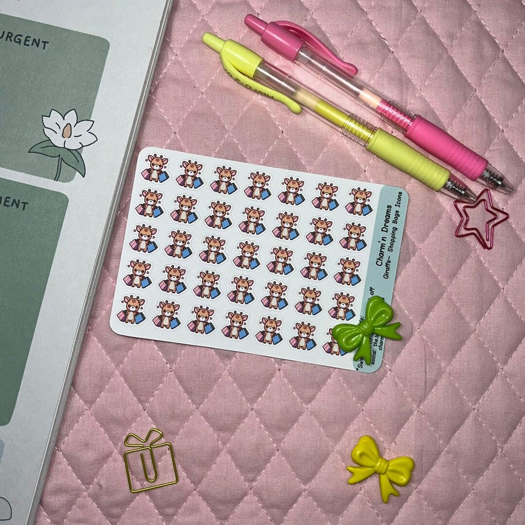 Giraffe Shopping Bags Icon Planner Stickers - Etsy