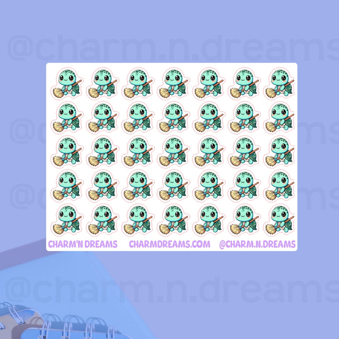 Turtley Broom/sweep/ House Chores - Turtle Task Planner Sticker ...