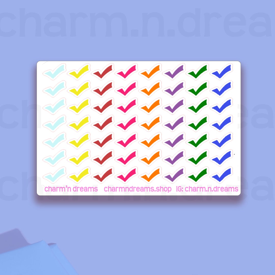 Rainbow Check Mark Planner Stickers - Etsy