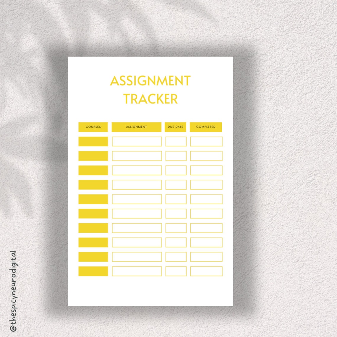 Assignment Tracker Sheet Printable Student Resources Assignment Help ...