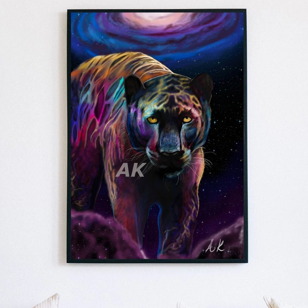 Colourful Jaguar Art, Unique Cosmos Digital Art, Cool Creative Leopard ...