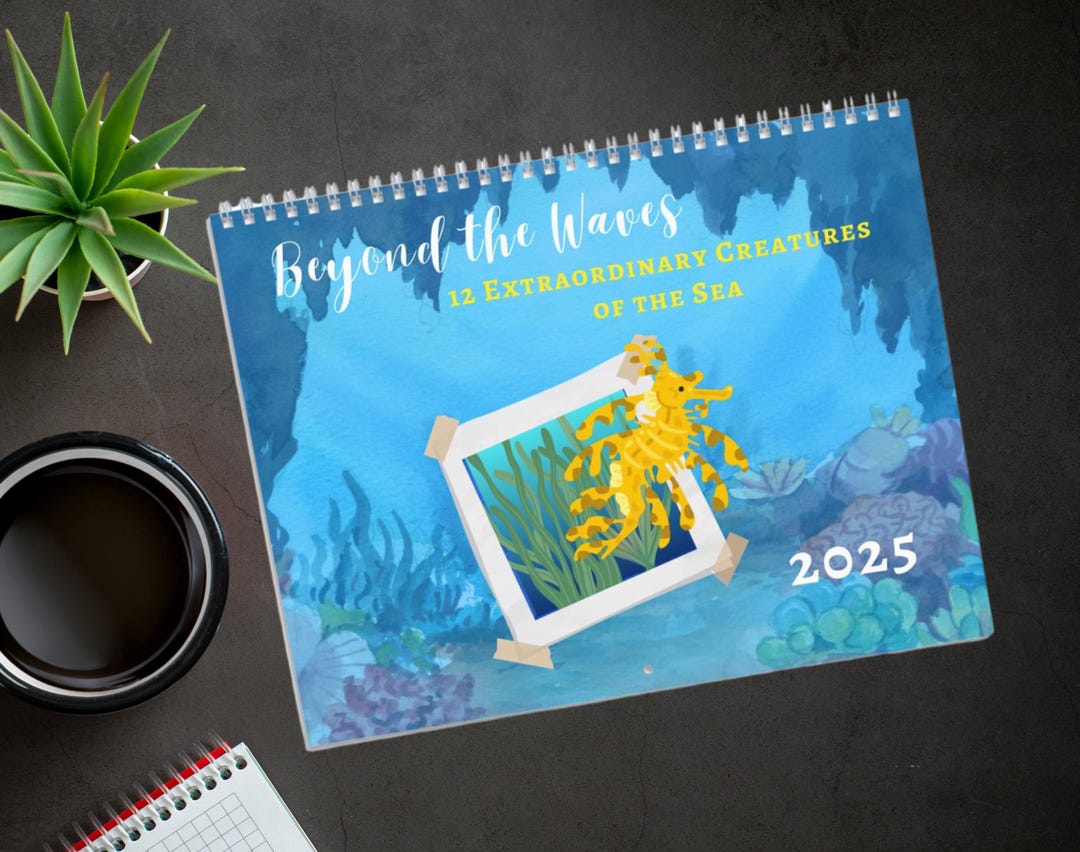 2025 Wall Calendar, Ocean Creatures Calendar, Underwater Art, Marine ...