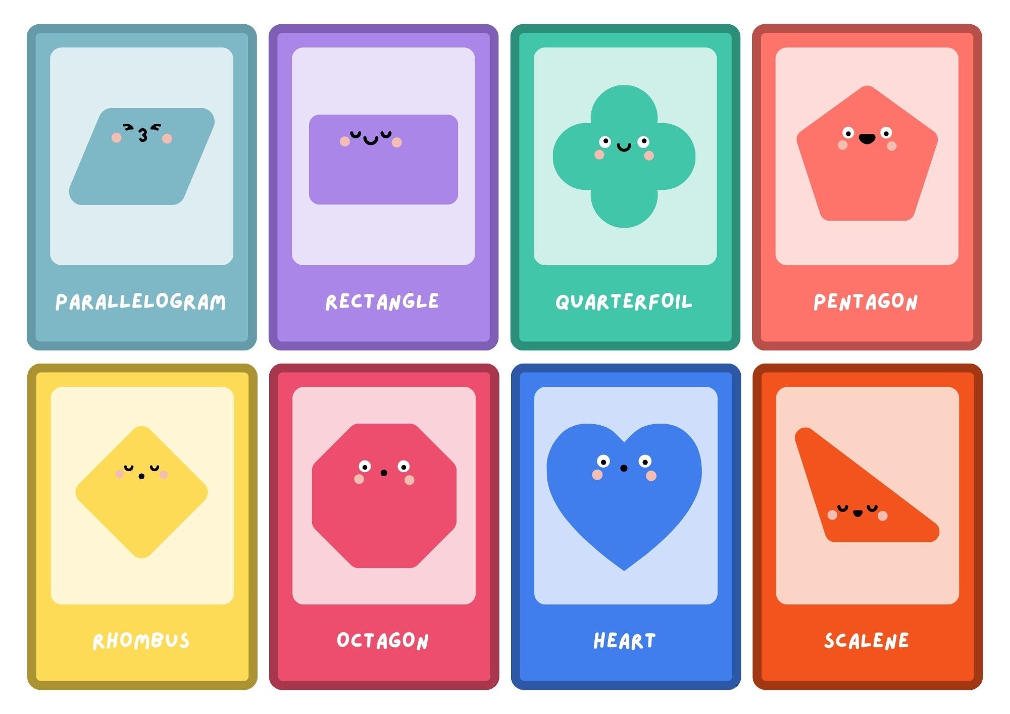 32 Shapes Flashcards Nomenclature, Flashcards PDF Printable Cards ...
