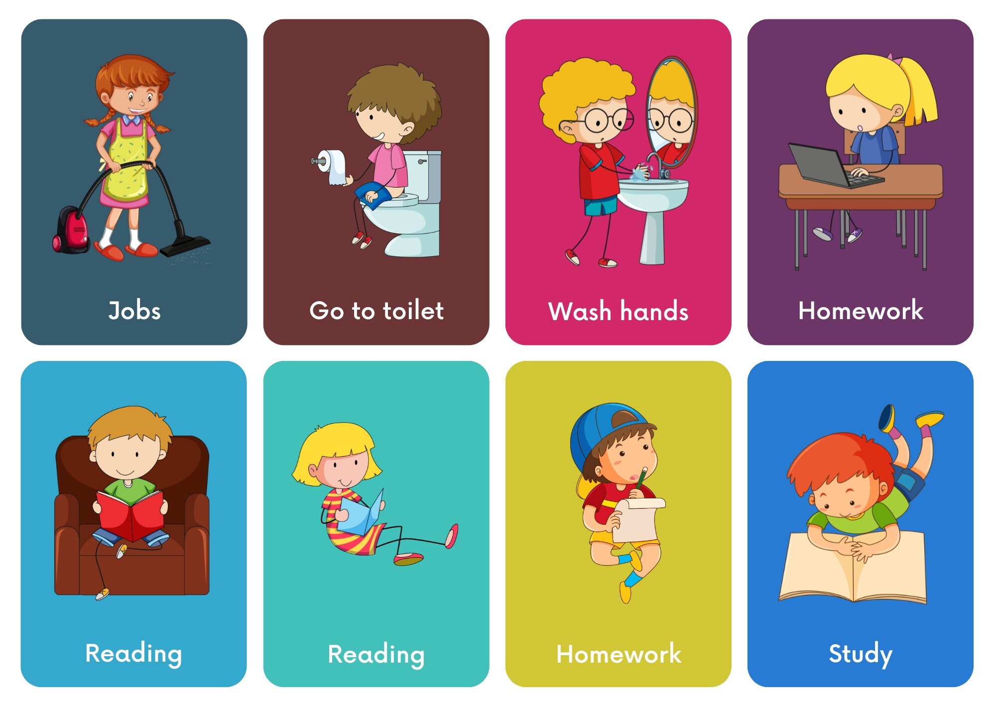 48 Colorful Fun Action Verbs Flashcards Nomenclature, Flashcards PDF ...