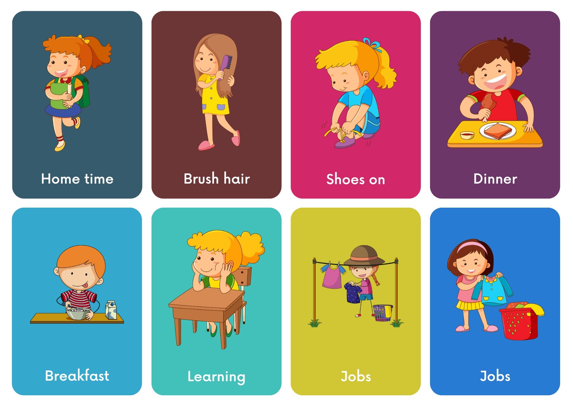 48 Colorful Fun Action Verbs Flashcards Nomenclature, Flashcards PDF ...