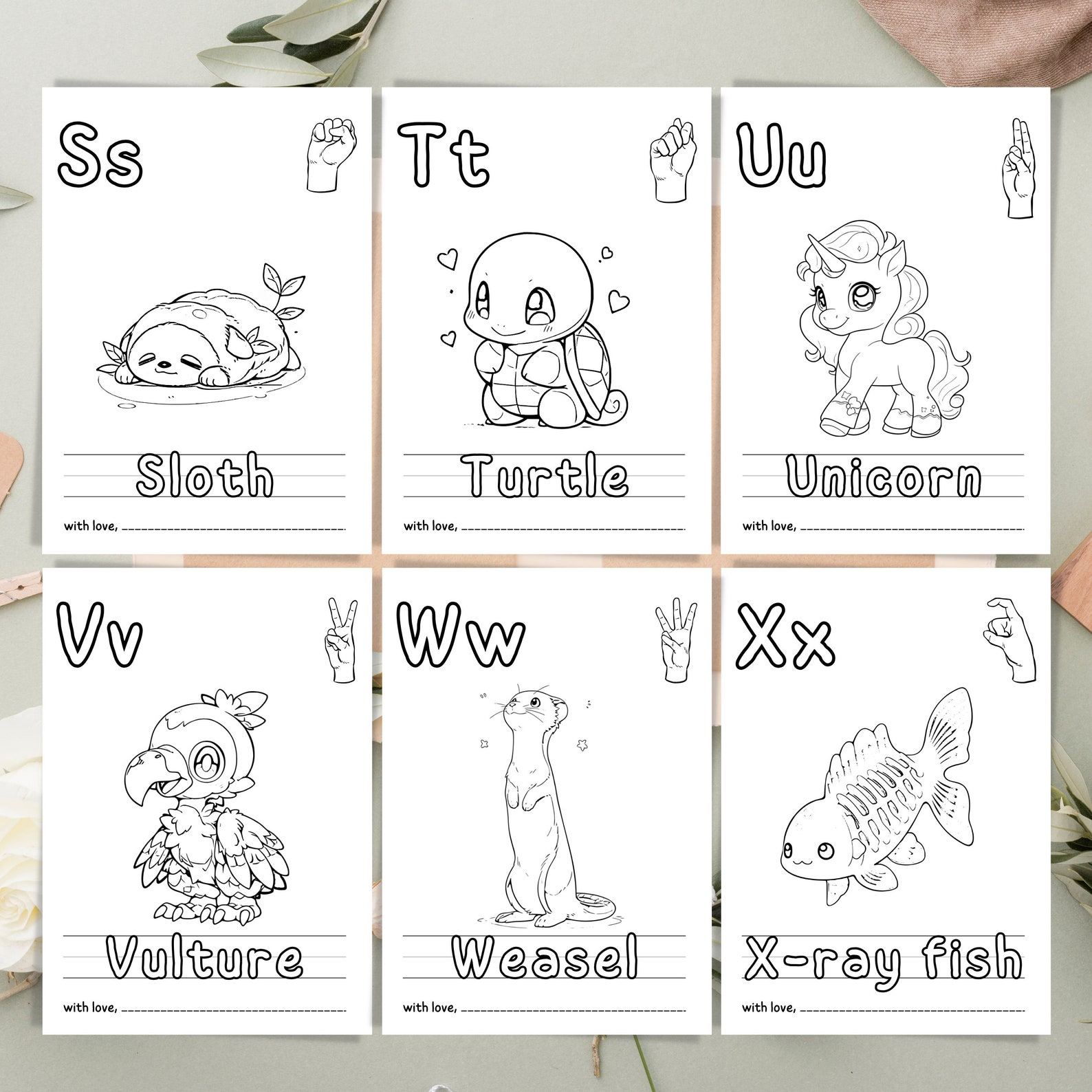 ABC 123 Coloring Book: Baby Shower Game, ASL Alphabet (PDF Pattern) - Etsy