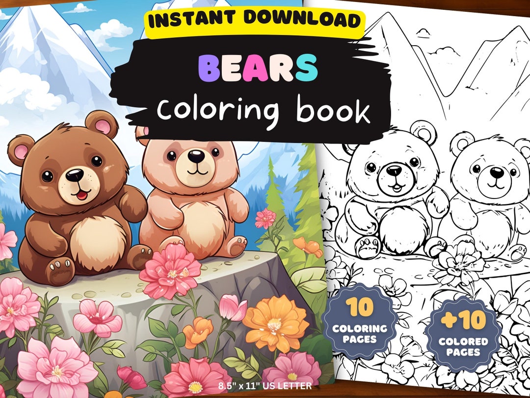 Cute Teddy Bear Coloring Book for Kids Coloring Book for Adults Kawaii ...