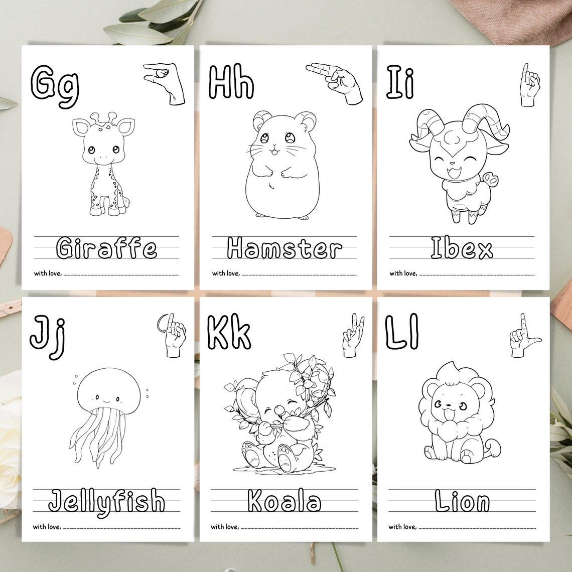 ABC 123 Coloring Book: Baby Shower Game, ASL Alphabet (PDF Pattern) - Etsy