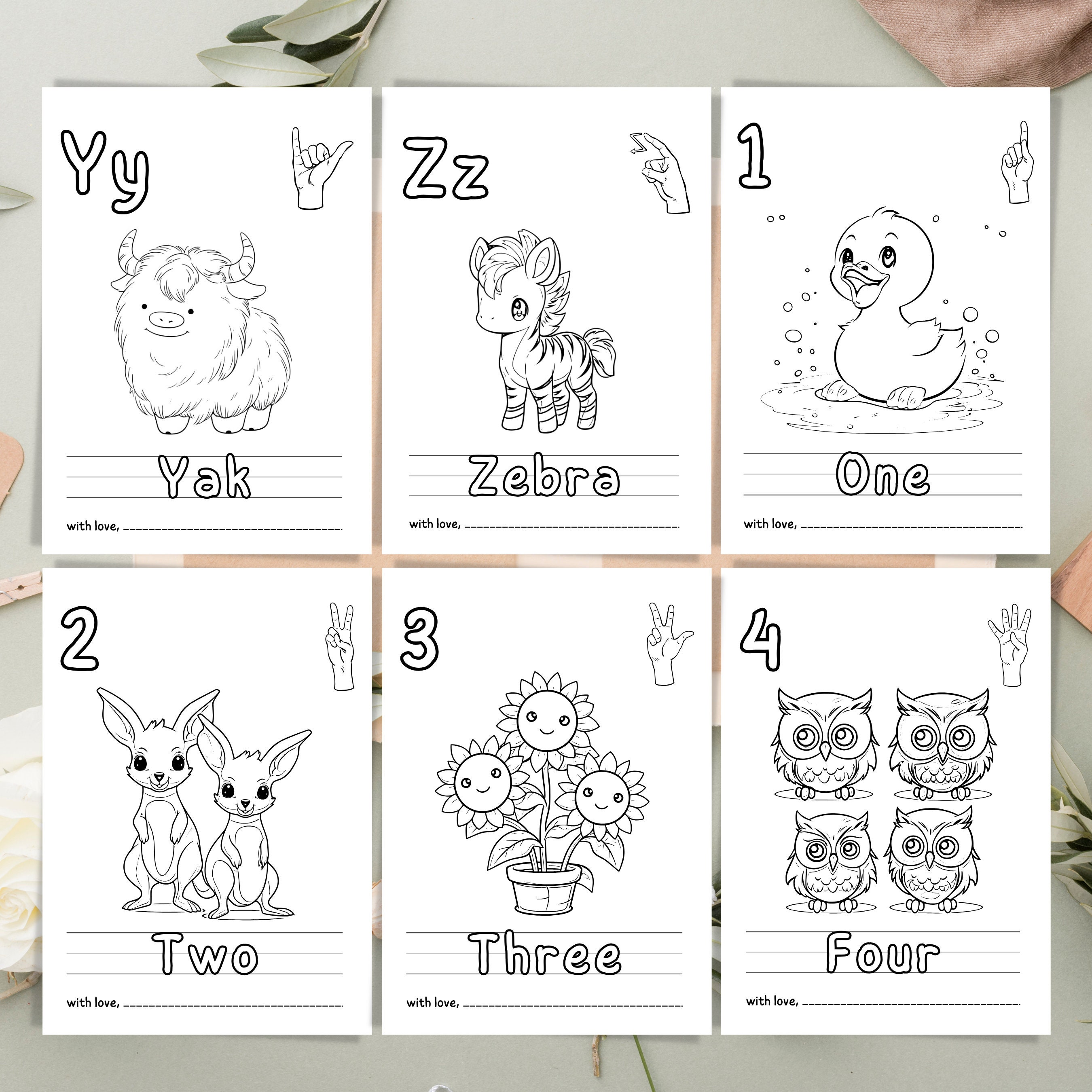 ABC 123 Coloring Book: Baby Shower Game, ASL Alphabet (PDF Pattern) - Etsy