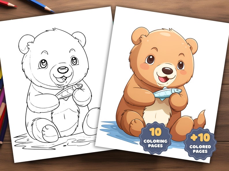 Cute Teddy Bear Coloring Book for Kids Coloring Book for Adults Kawaii ...
