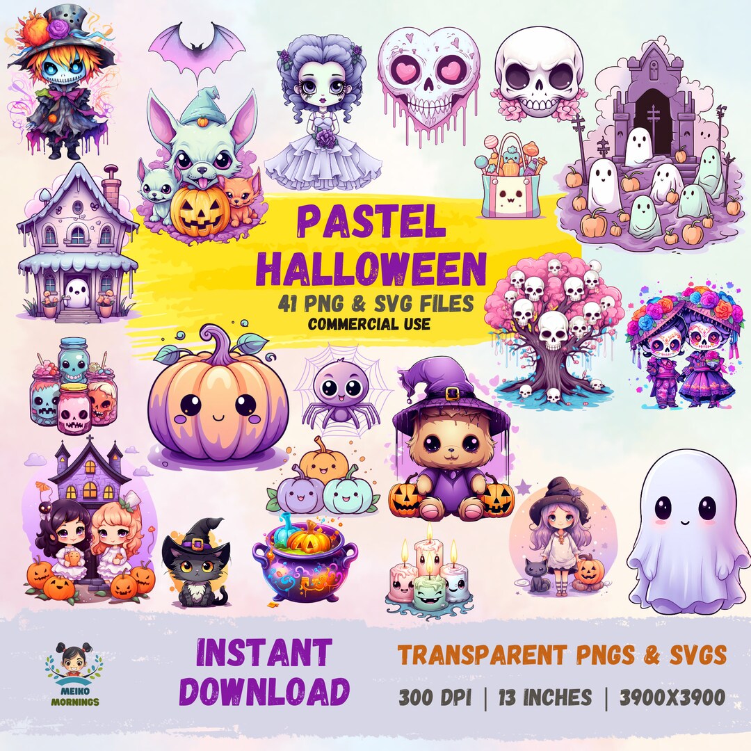 Pastel Halloween Clipart Pastelloween Clipart Kawaii Halloween Clipart ...