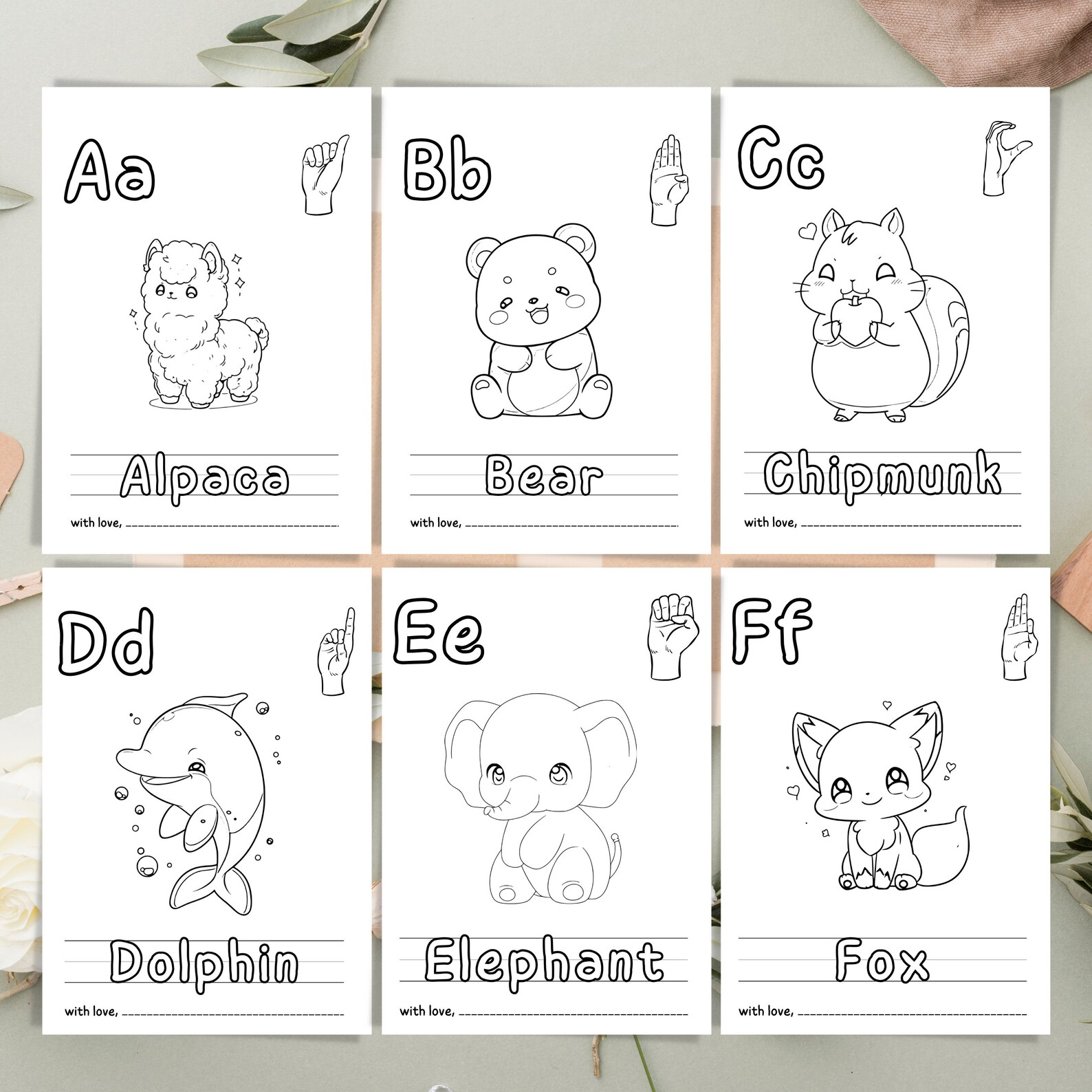 ABC 123 Coloring Book: Baby Shower Game, ASL Alphabet (PDF Pattern) - Etsy