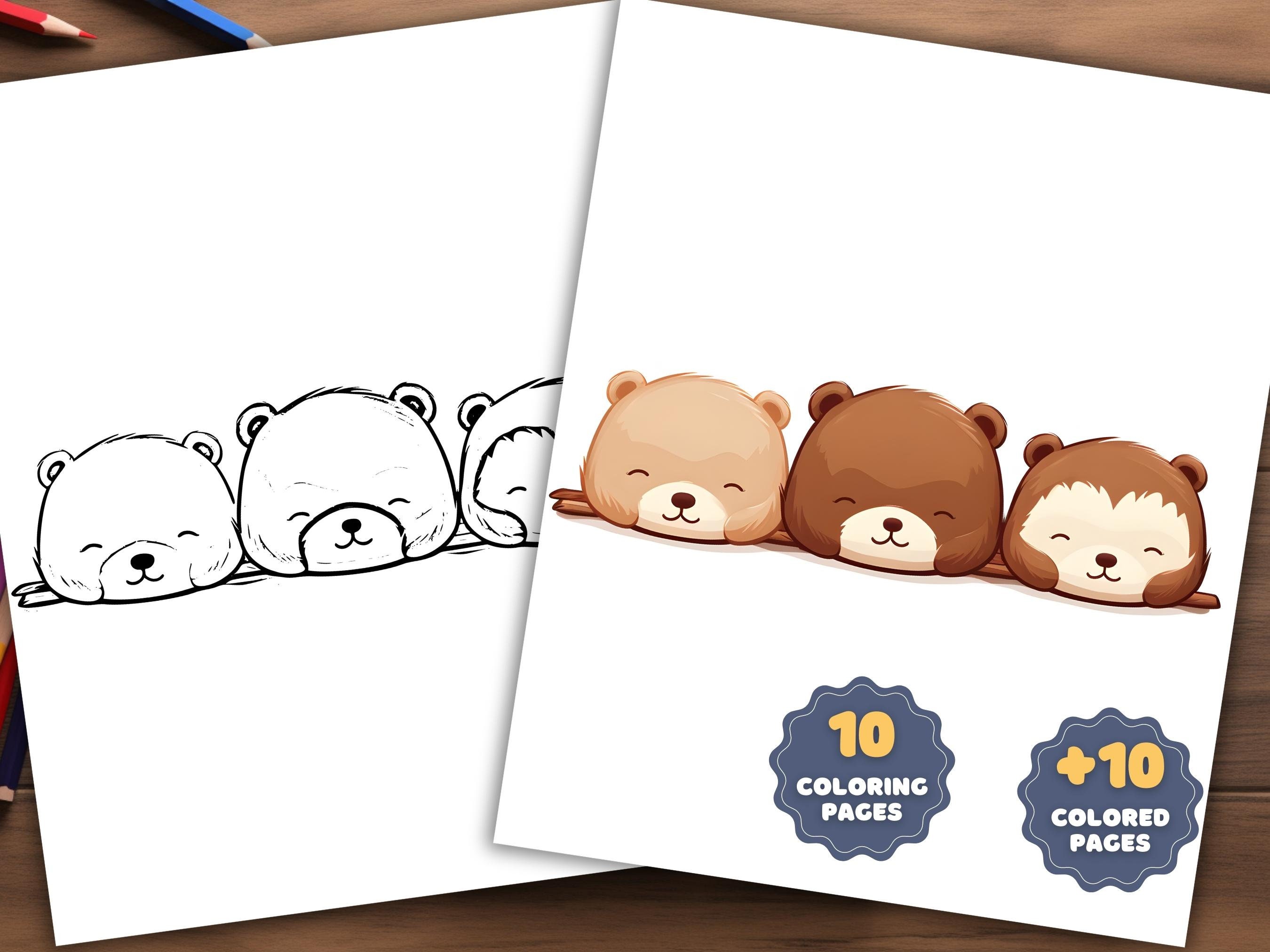 Cute Teddy Bear Coloring Book for Kids Coloring Book for Adults Kawaii ...