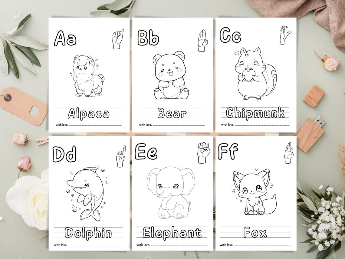 ABC Book Baby Shower Game Alphabet Coloring Book Baby's First ABC Book ...