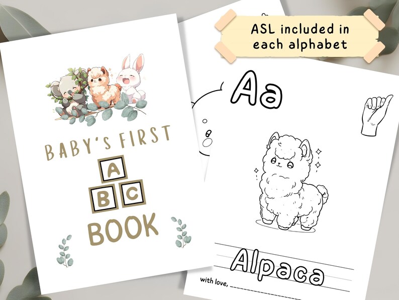 ABC Book Baby Shower Game Alphabet Coloring Book Baby's First ABC Book ...