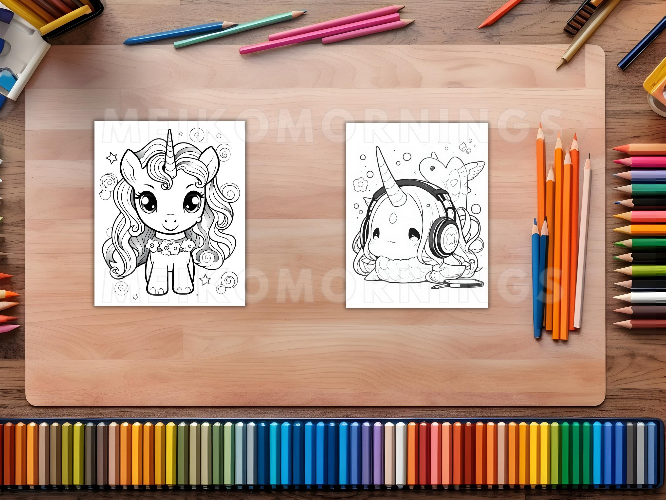 Unicorns and Narwhals Coloring Page Cute Coloring Book for Kid Adult ...