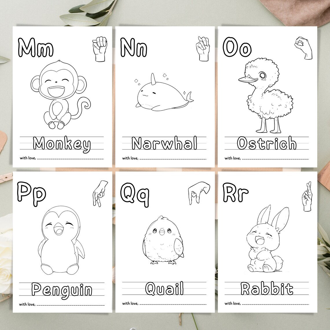 ABC 123 Coloring Book: Baby Shower Game, ASL Alphabet (PDF Pattern) - Etsy