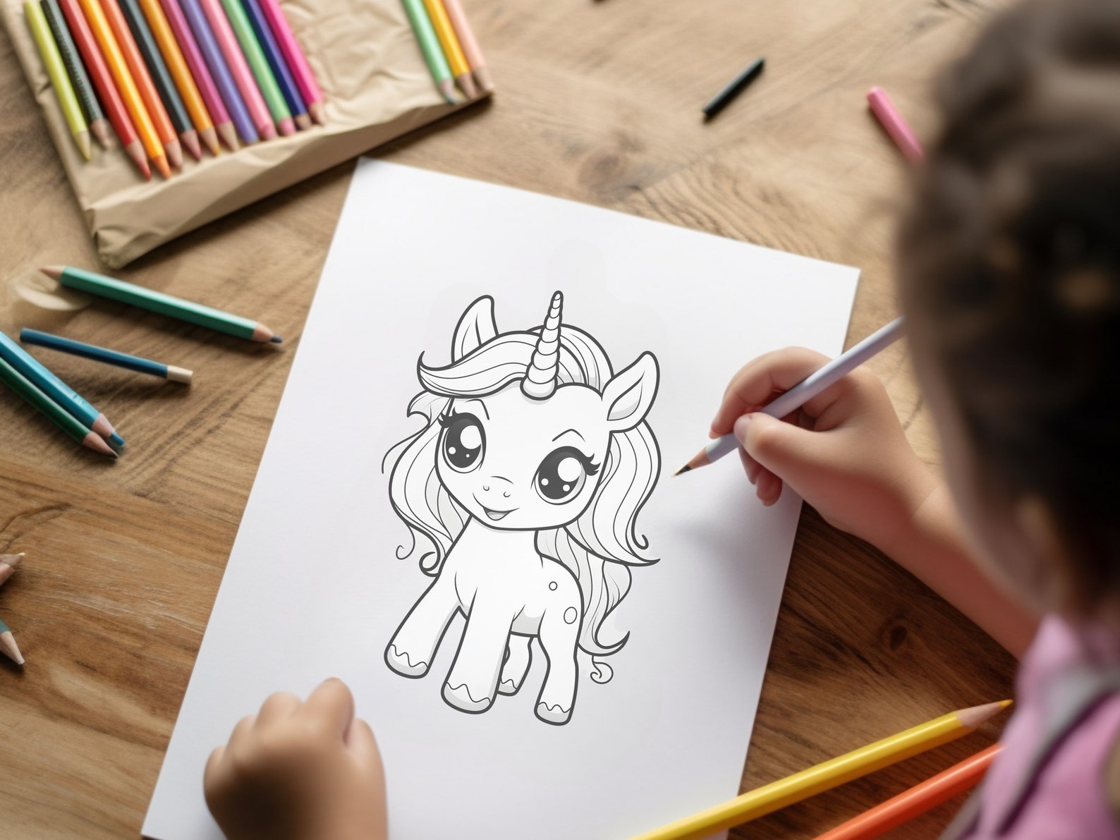 10 Kawaii Unicorn Coloring Pages, Cute Coloring Book for Kids and ...