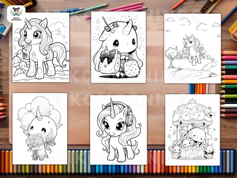 Unicorns and Narwhals Coloring Page Cute Coloring Book for Kid Adult ...