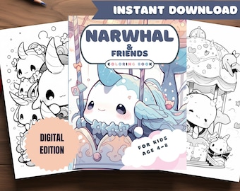 Narwhal Coloring Page Instant Download - Etsy