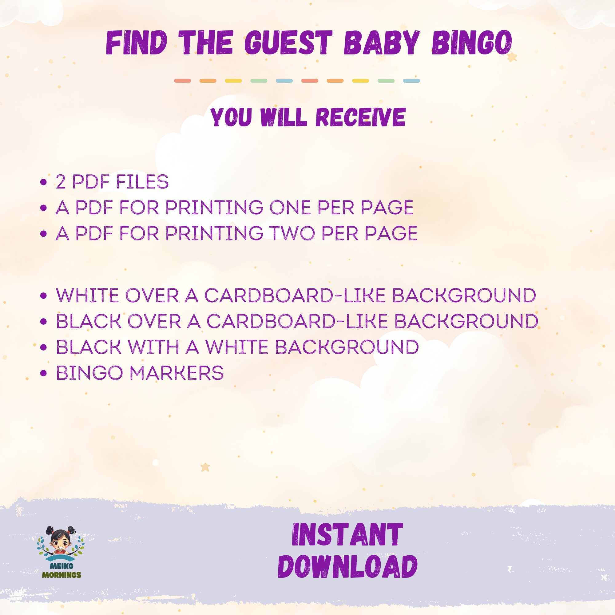 Find the Guest Bingo Game, Baby Shower Bingo Cards, Unique Prefilled ...
