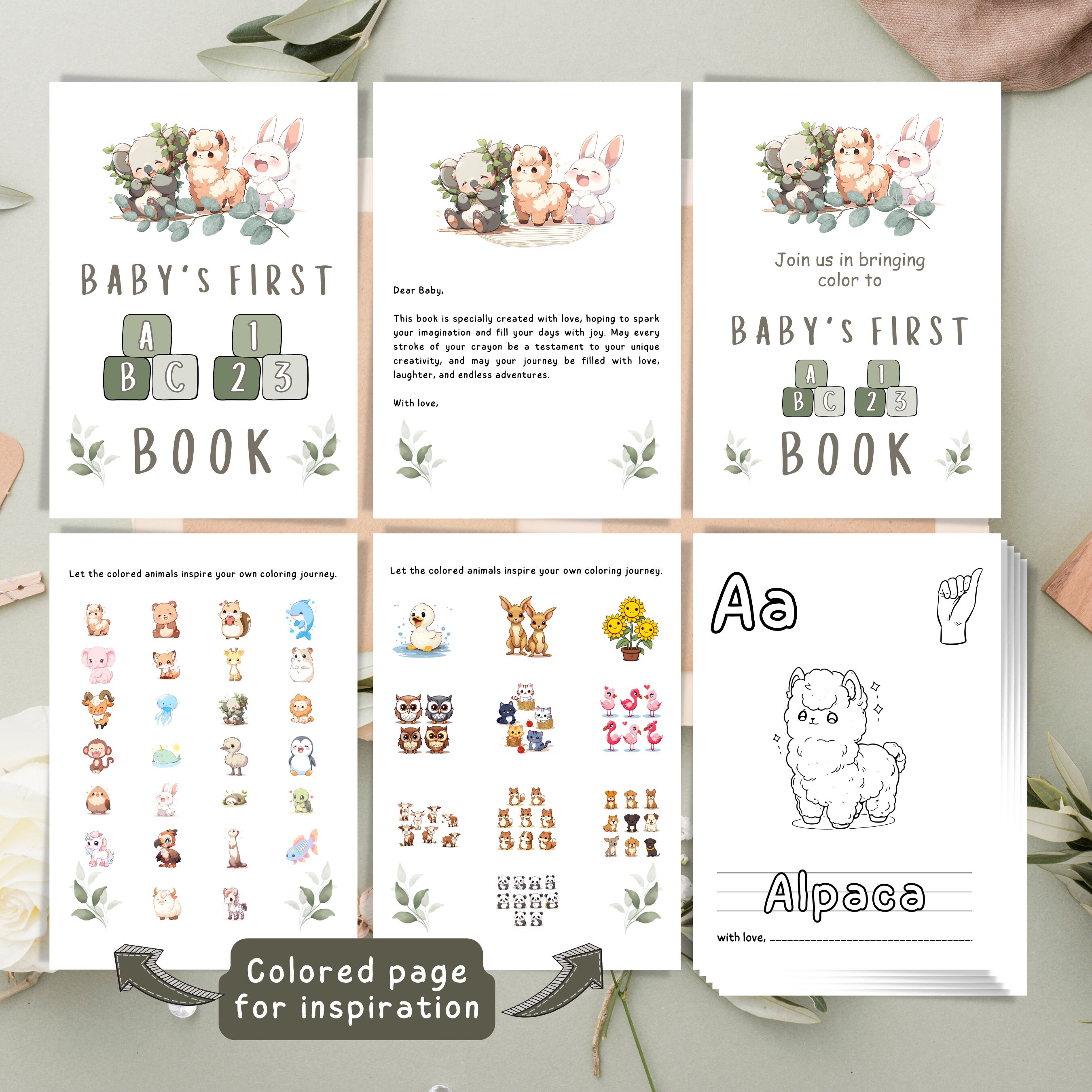 ABC 123 Coloring Book: Baby Shower Game, ASL Alphabet (PDF Pattern) - Etsy