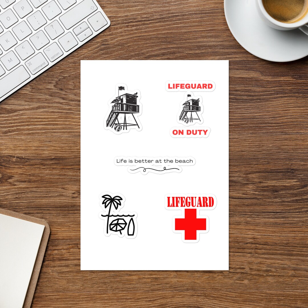 Sticker Sheet, Lifeguard Stickers, Beach Stickers, Lifeguard Tower ...