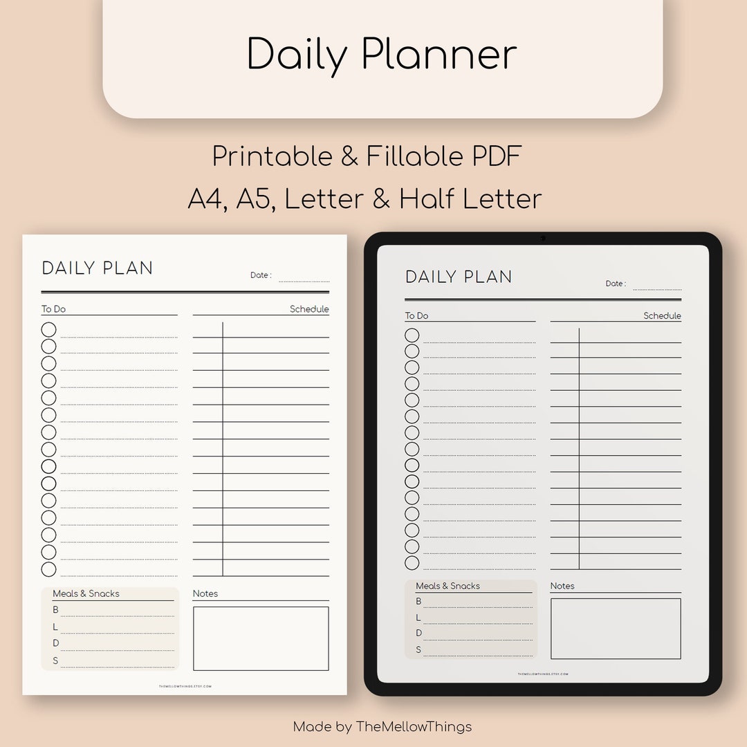 Printable Daily Planner Fillable Daily to Do List - Etsy Australia
