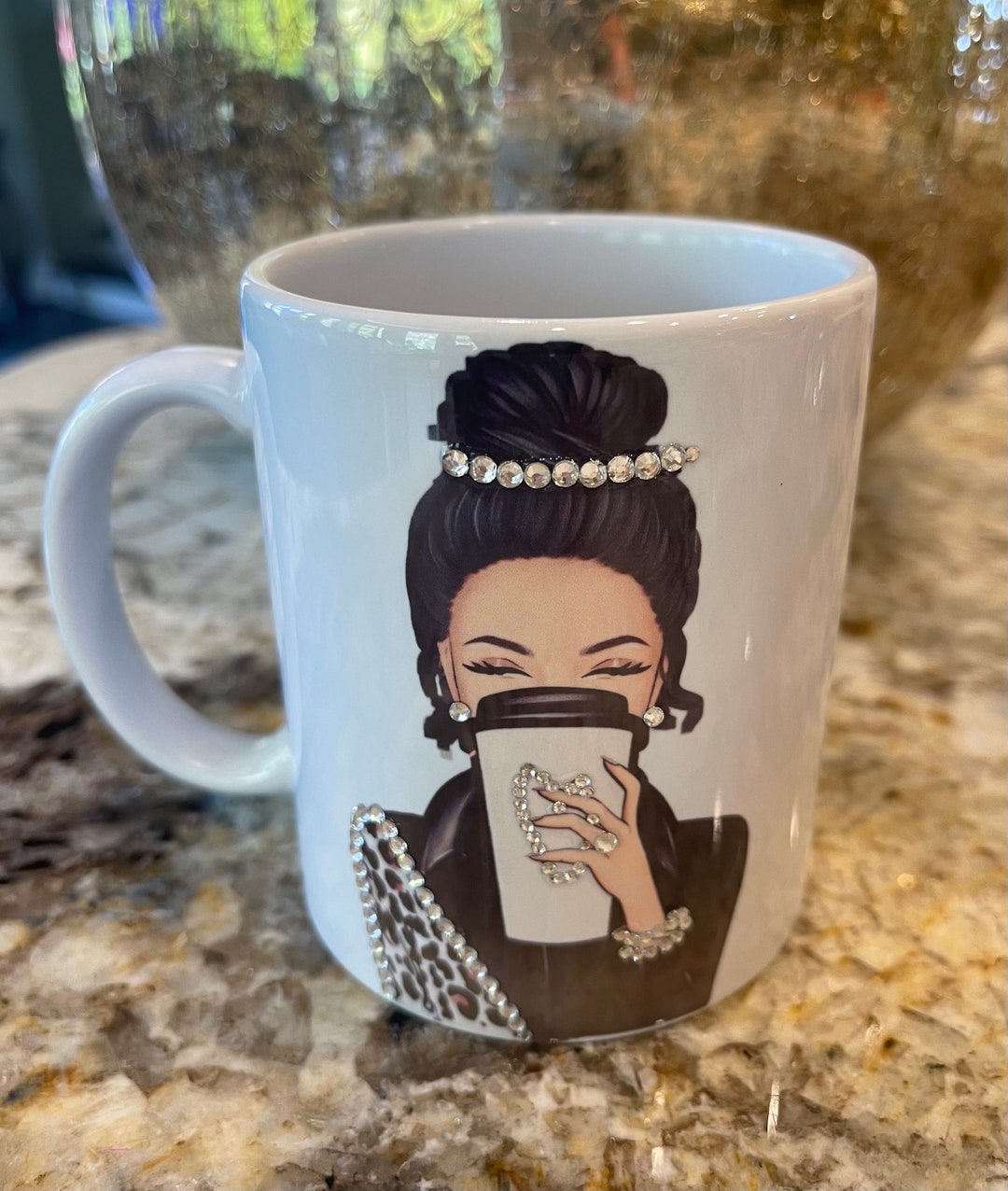 Custom Coffee Mug, Fashion Glam Girl Mug, Bling Chic Mug, Gift for Her ...