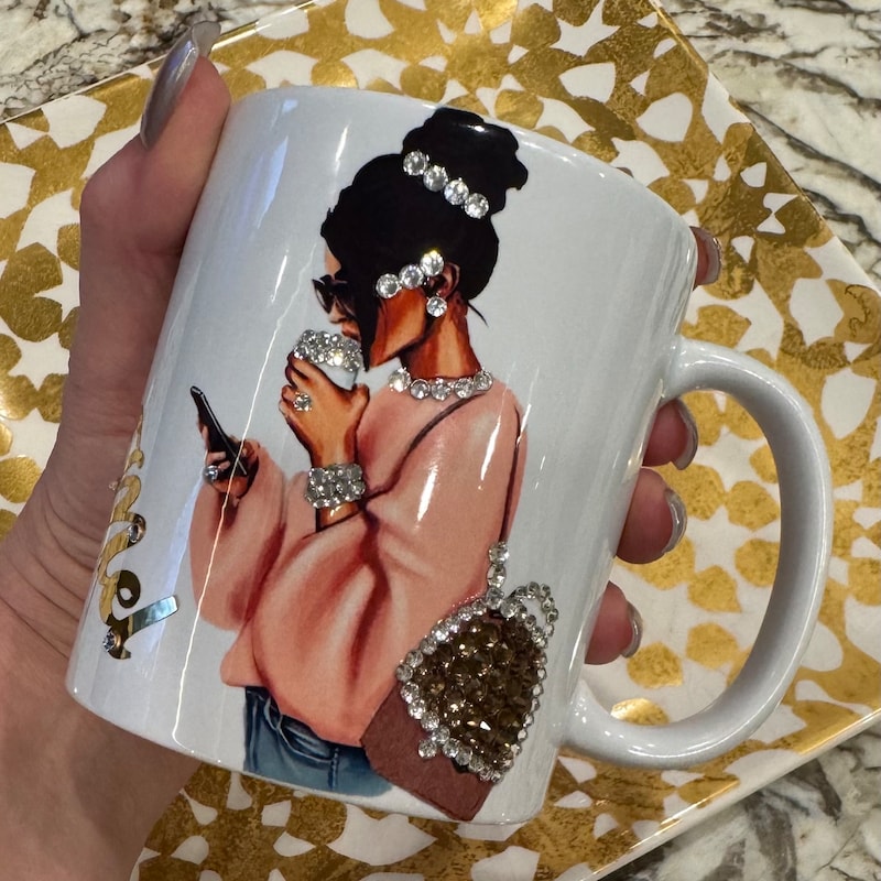 Black Woman Mug With Bling - Etsy
