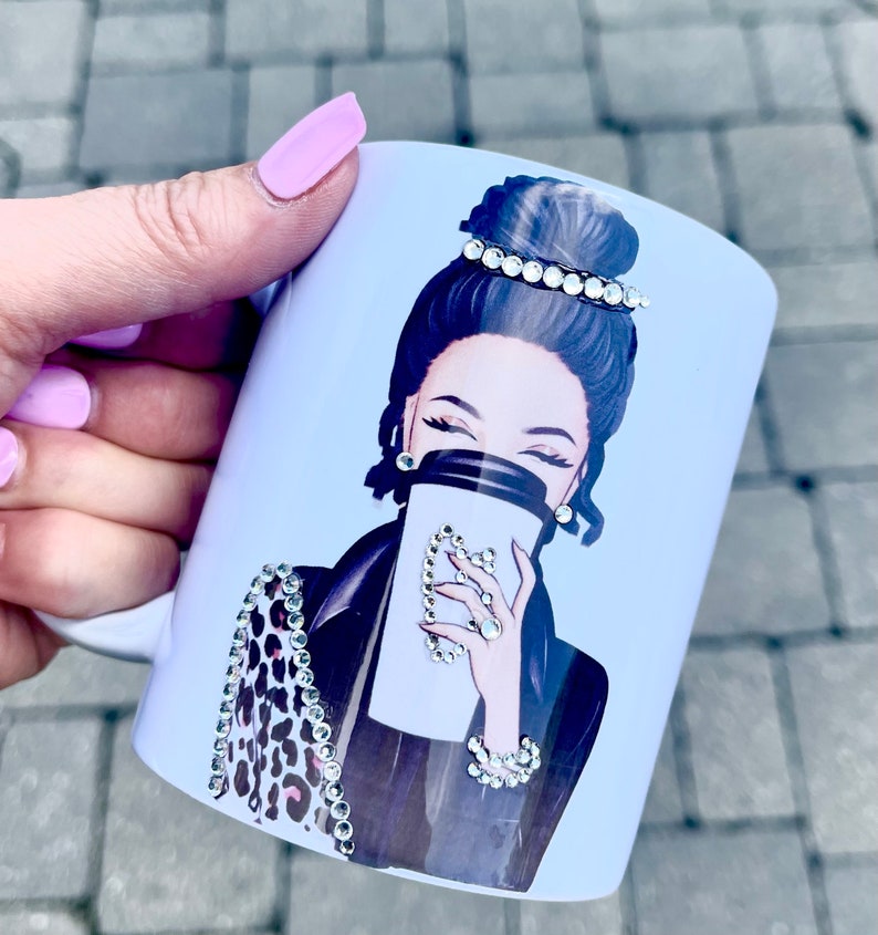 Custom Coffee Mug, Fashion Glam Girl Mug, Bling Chic Mug, Gift for Her ...
