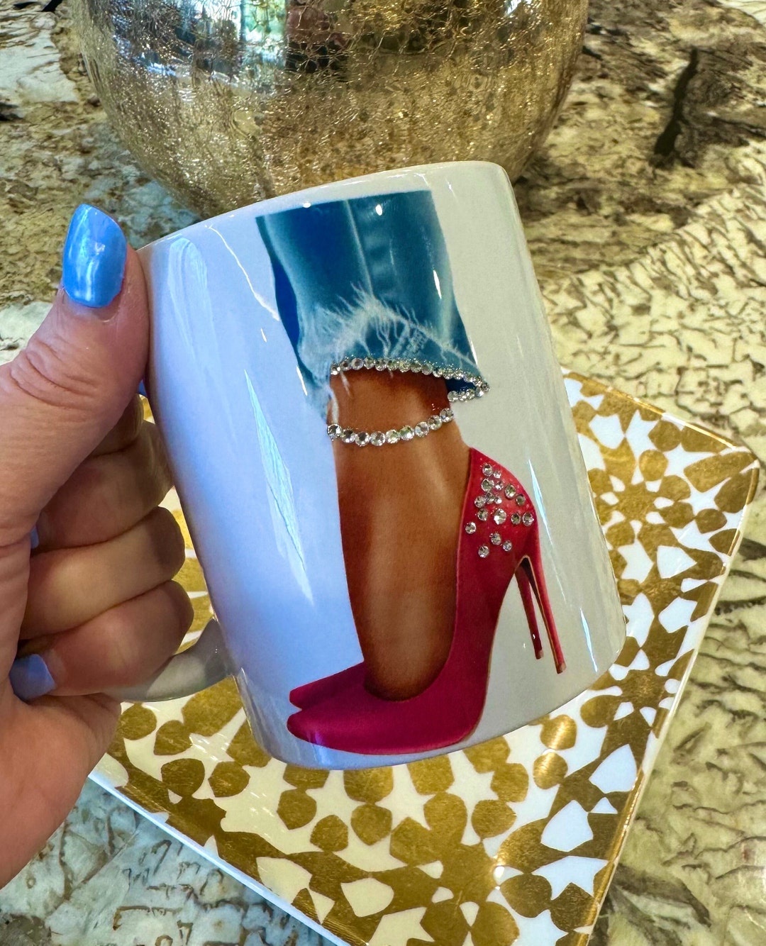 Personalized Mugs Bridal Party Gift, High Heel Bling Fashion Coffee Mug ...