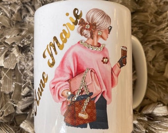 Fashion Mug, Glam Girl Mug, Bling Chic Mug, Gift for Her, Coffee Cup ...