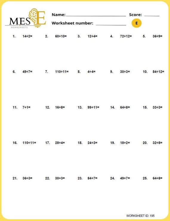 Hojas De Trabajo De Division De