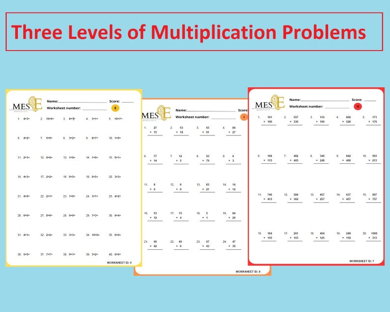 Multiplication Worksheets - Etsy