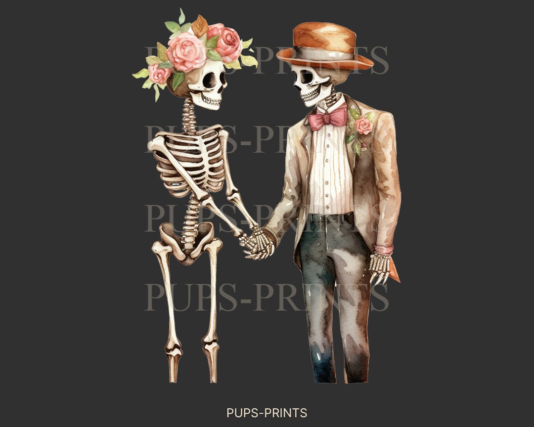 Skeleton Couple Clipart PNG/SVG - Perfect for Halloween Crafts, Digital ...