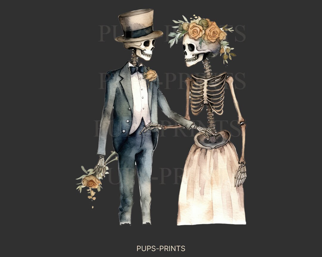 Skeleton Couple Clipart PNG/SVG Perfect for Halloween - Etsy