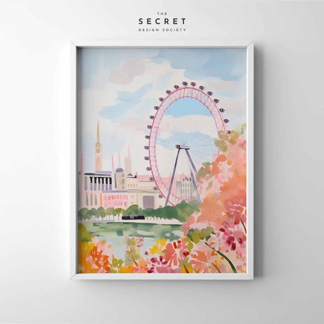 London Eye, Digital Download, Travel Poster, London Wall Art, London ...