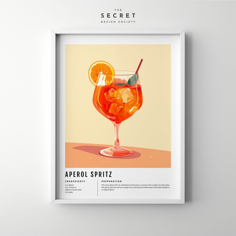 Aperol Spritz Print, Aperol Spritz Poster, Bar Cart Art, Cocktail ...