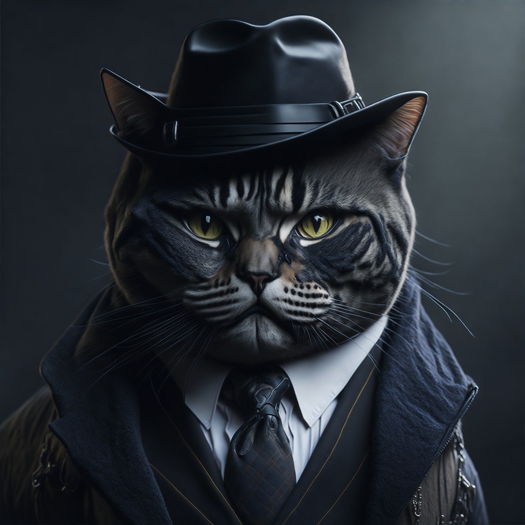 Charismatic Cat, Pet Portrait, Boss Cat, Cat in a Suit and With a Stern ...