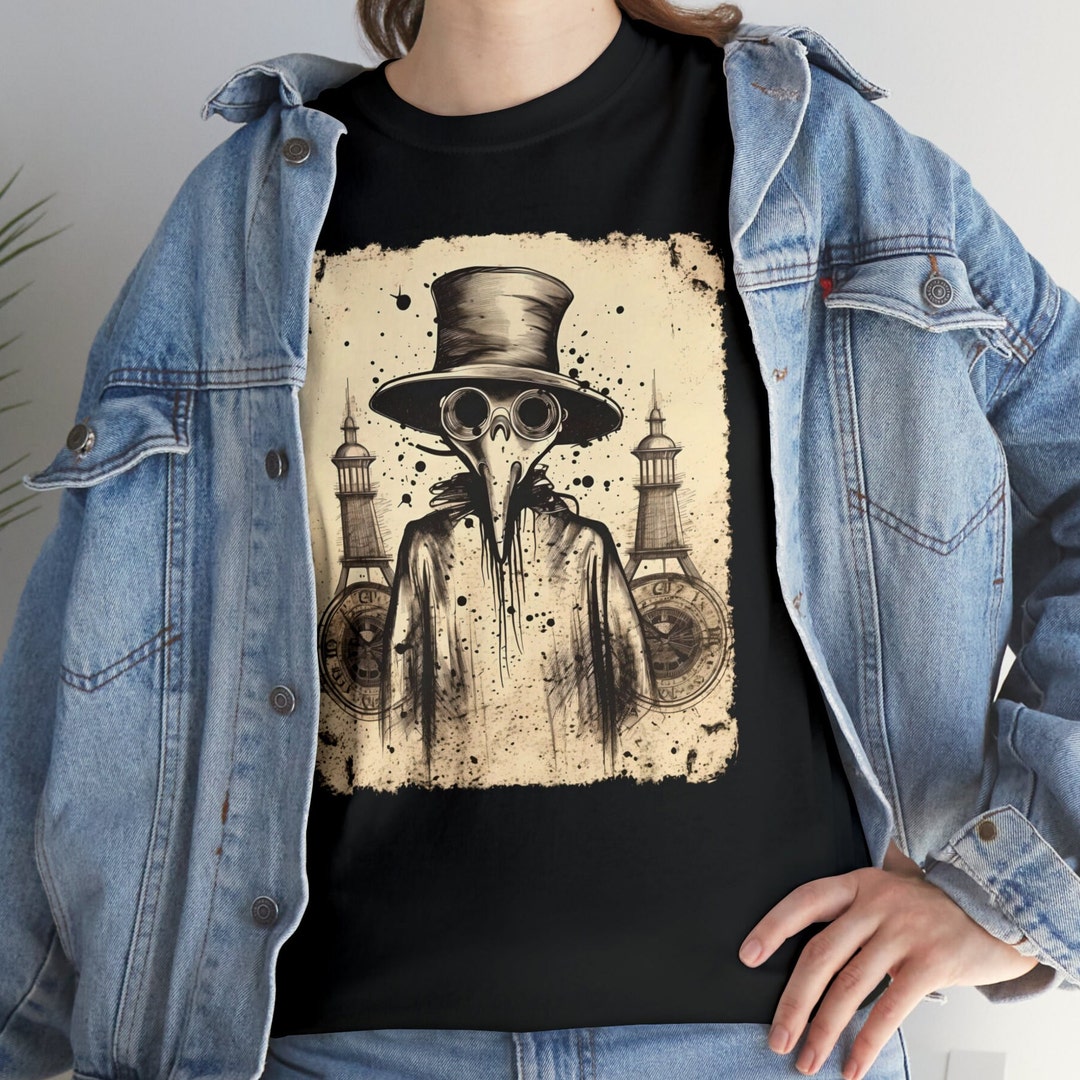 Vintage Look Plague Doctor Parchment Heavy Cotton Short Sleeve T-shirt ...