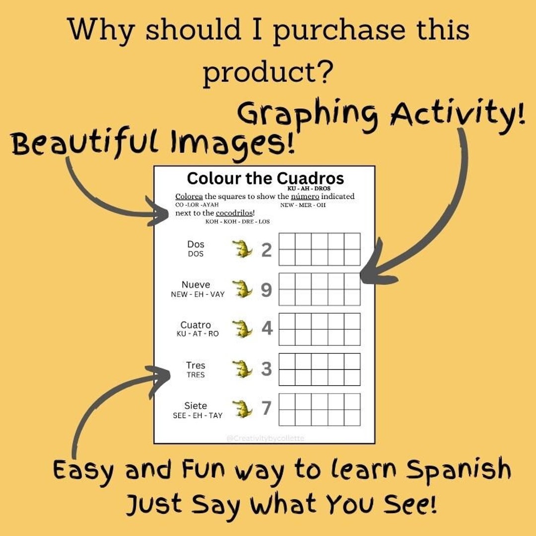 20x Wild Animal Graphing Pages Colour the Squares. Learn Spanish Words ...
